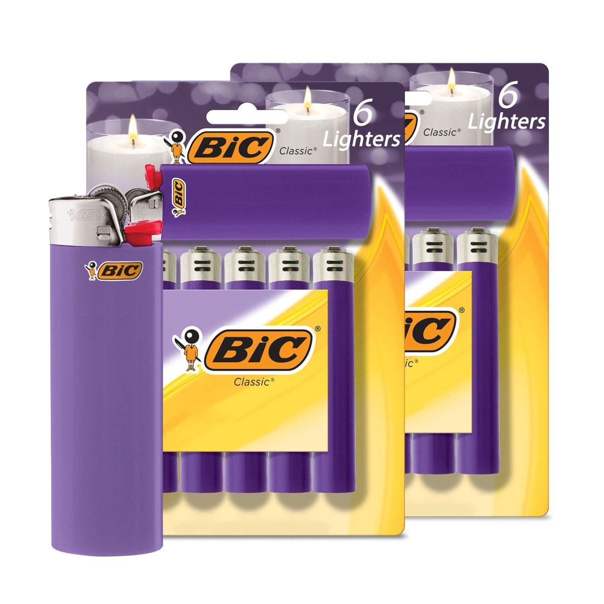 BIC Classic Lighters, Purple, 12 Pack - BIC