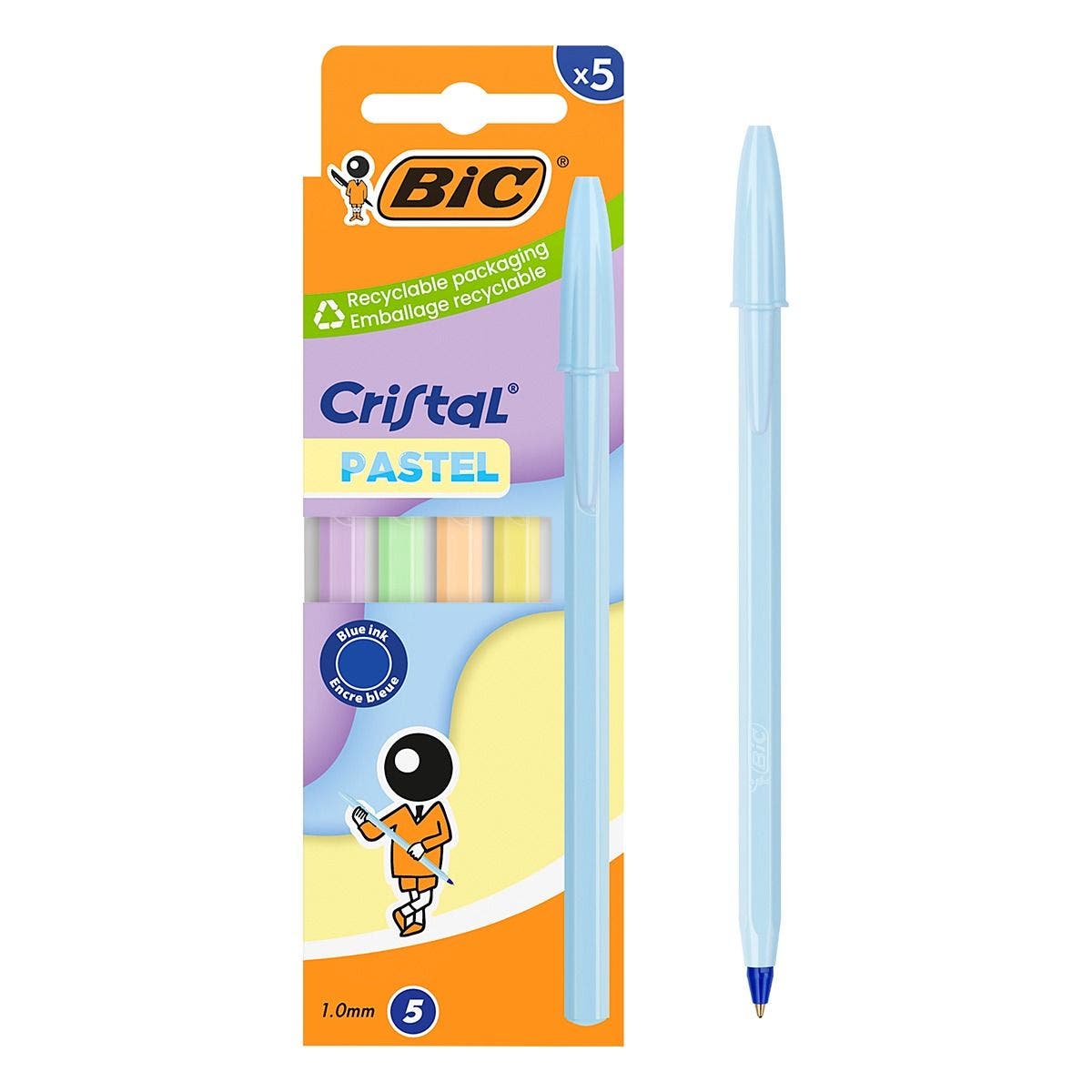 BIC Cristal Pastel - Boîte de 5 BIC