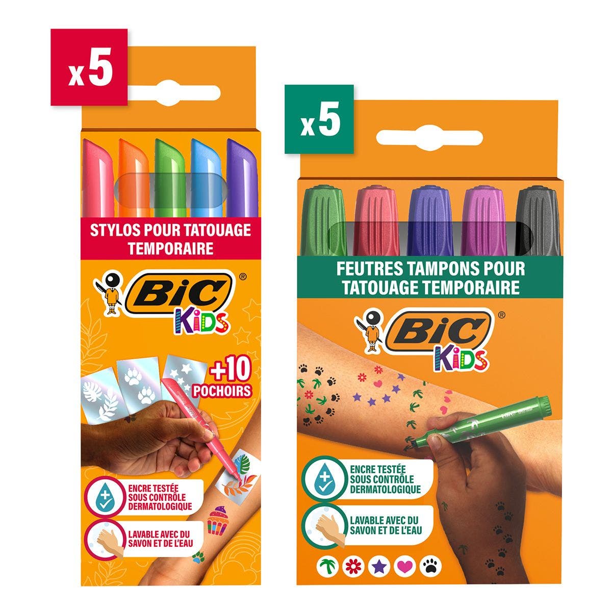 BIC Kids Kit stylos tatouage Kit pour tatouages temporaires BIC