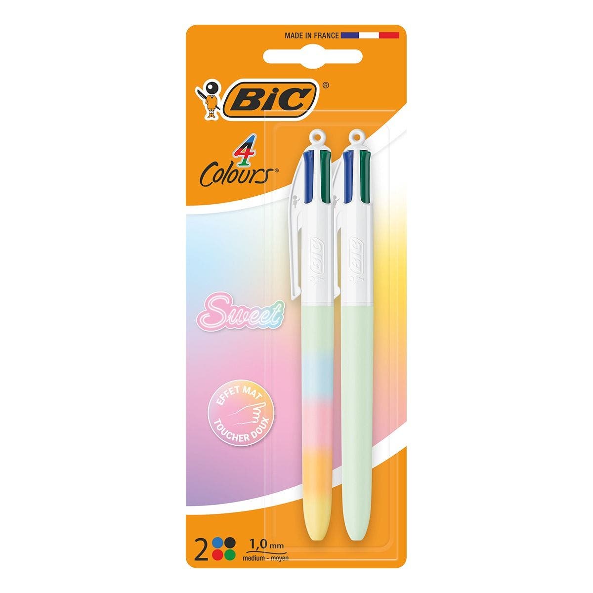 BIC 4 couleurs Assorties Pastel Stylo-Bille x2 BIC