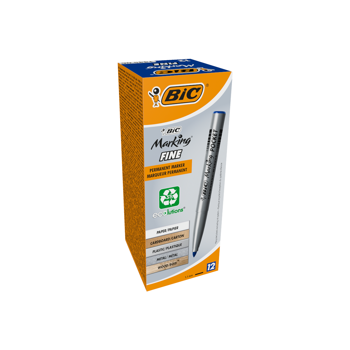 BIC Marking Fine Ecolutions 1445 - Azúl, Caja de 12 unidades