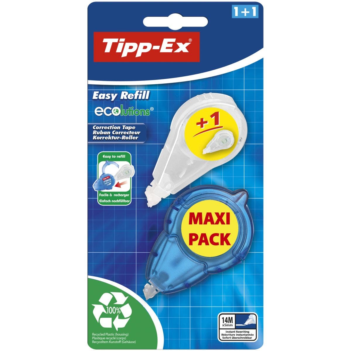 Tipp-Ex Easy Refill ECOlutions Correction Tape - 14 M x 5 mm, Blister ...