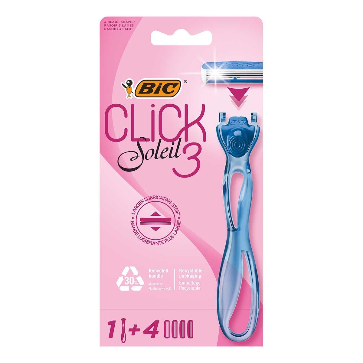 BIC Click 3 Soleil - 1 manche + 4 recharges de lames BIC