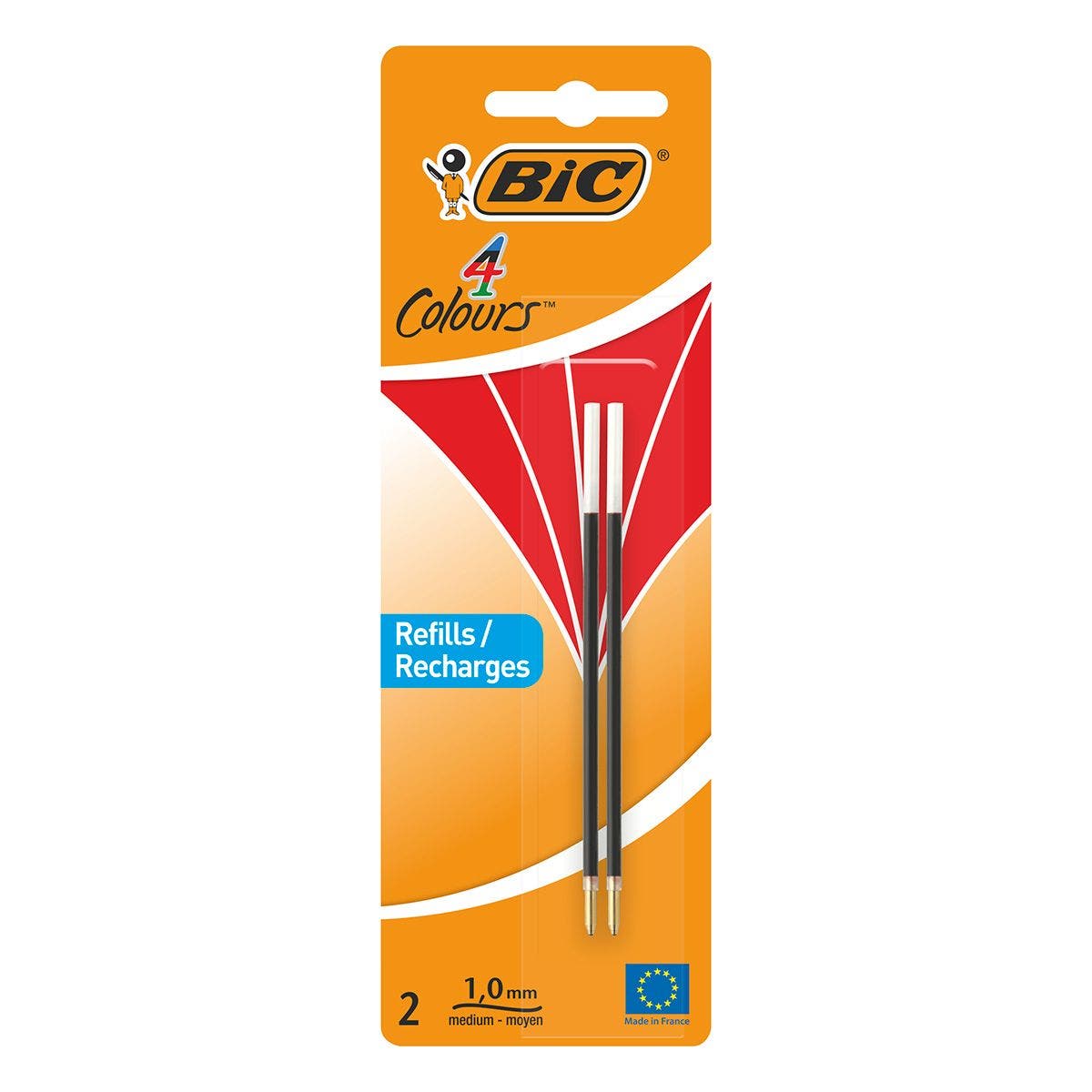 BIC 4 Couleurs Recharges Stylo-Bille Pointe Moyenne (1,0 mm) - Rouge ...