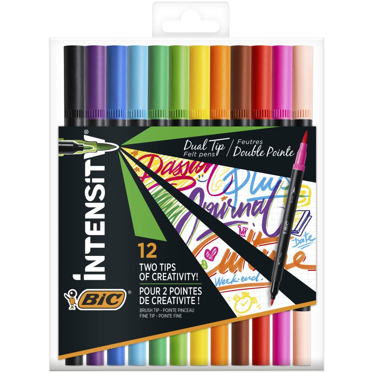 BIC Intensity Dual Tip Feutres d’Écriture Pointe Fine + Pinceau ...