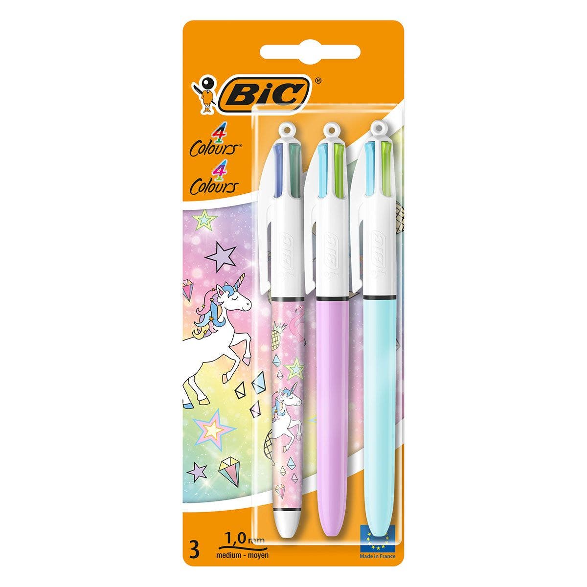 BIC 4 Couleurs Fun et Décor Licorne Stylos-Bille - Motif Licorne BIC