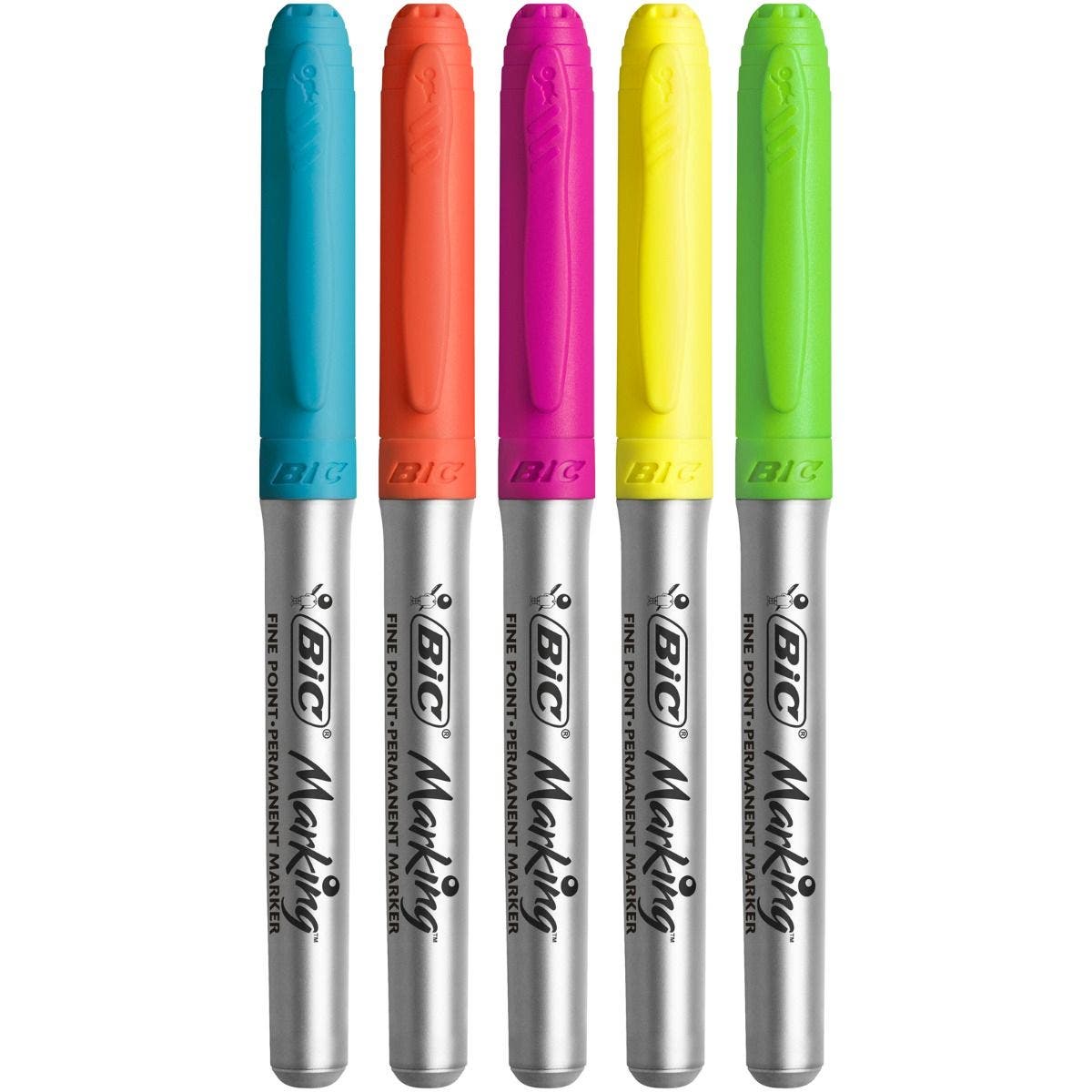 BIC Marking Permanent Markers - Assorted Intense Colours, Pack of 5 BIC