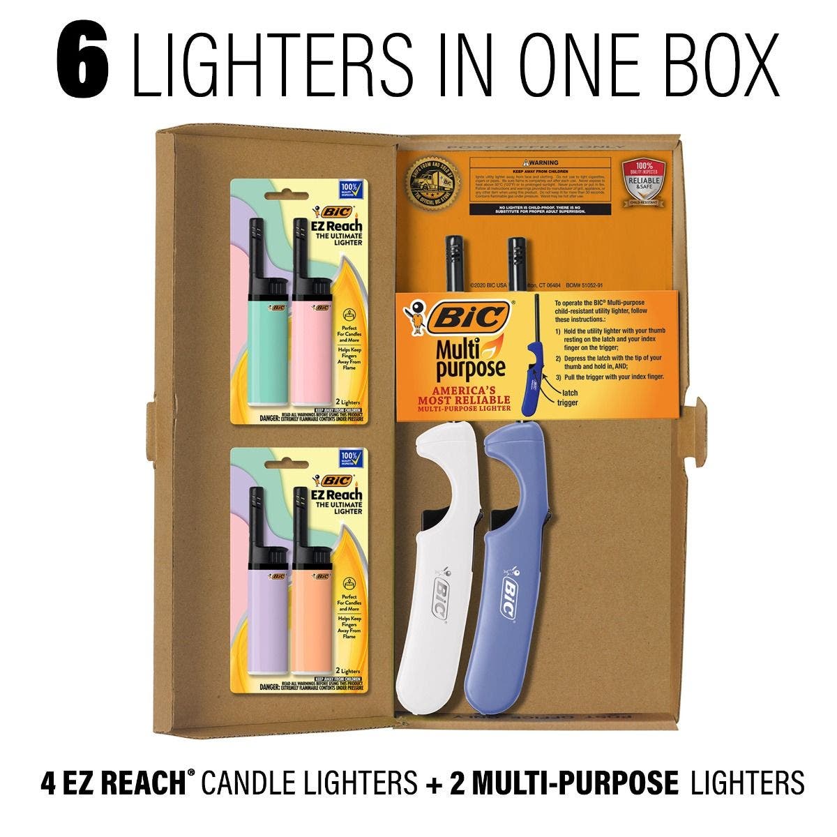 BIC Lighter Combination Pack, 2 Multi Purpose Lighters with Long Metal ...