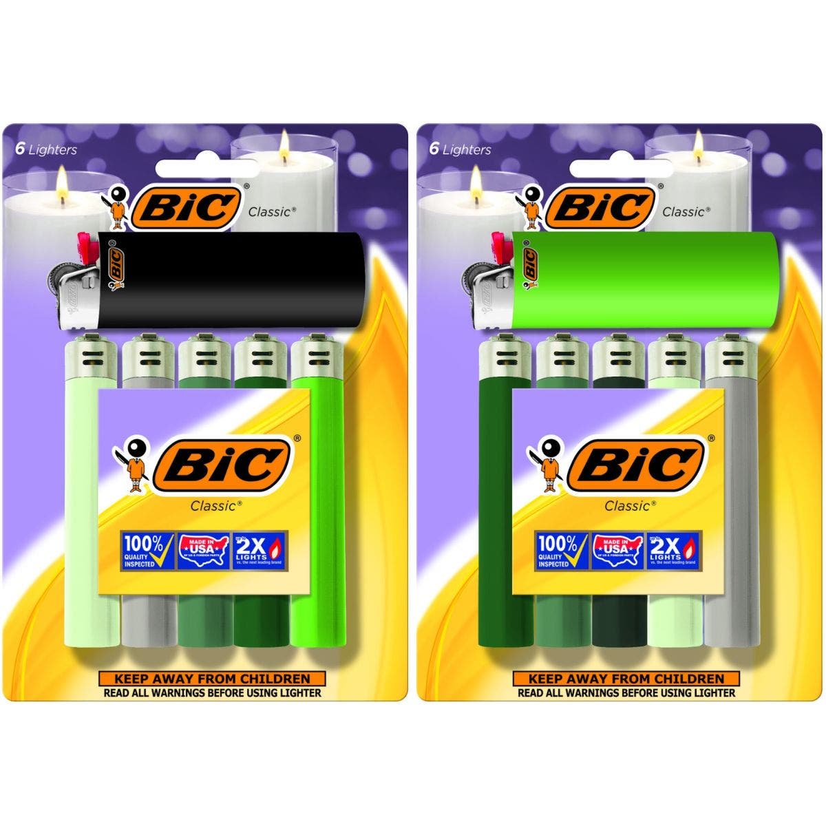 BIC Classic Lighters, Green, 12 Pack - BIC