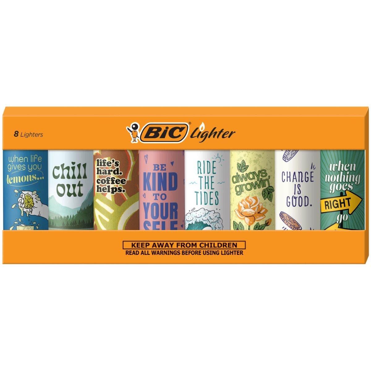 BIC Special Edition Positive Affirmations Series Pocket Lighters, Assorted 8-Pack - BIC