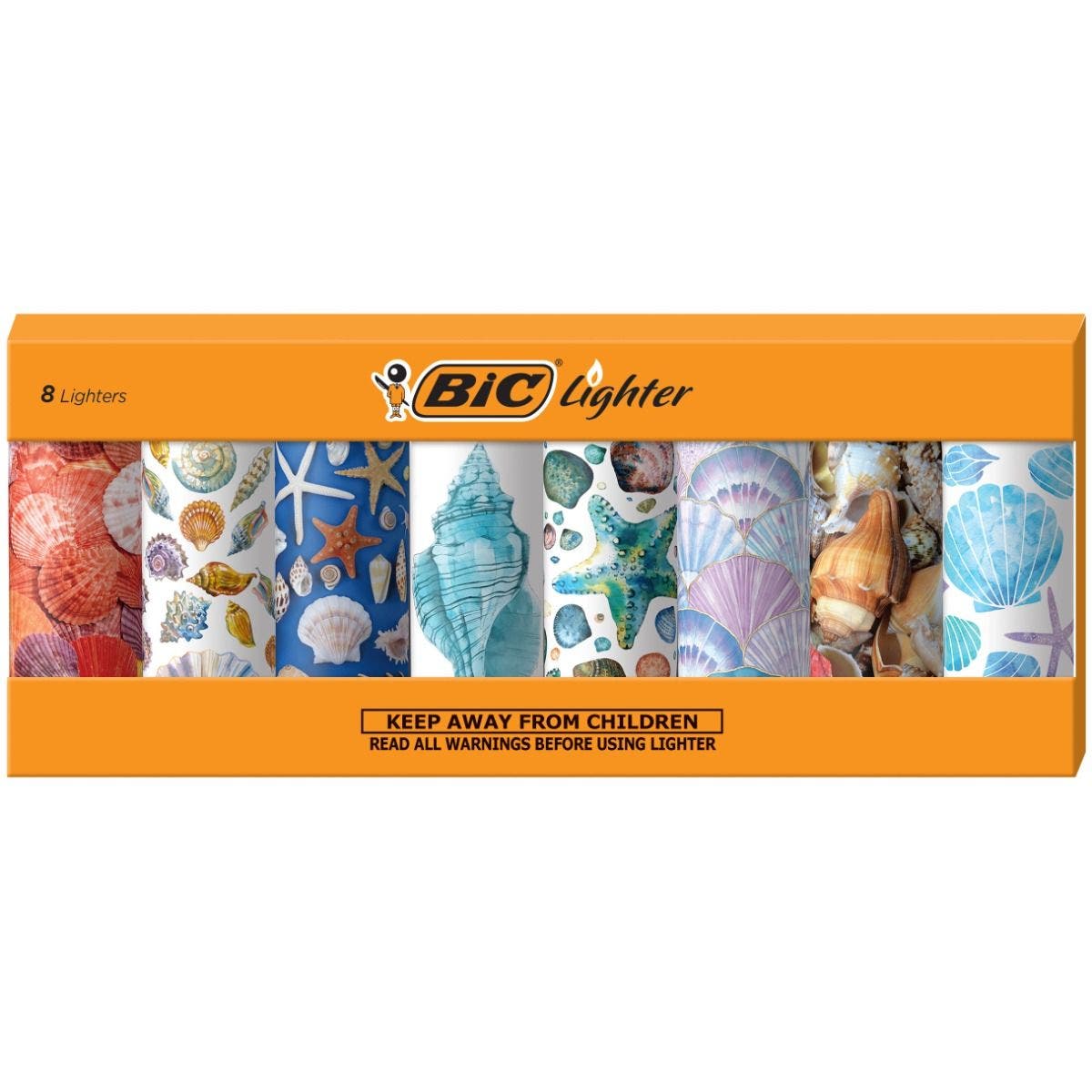 BIC Special Edition Shells Series Pocket Lighters, Assorted 8-Pack - BIC