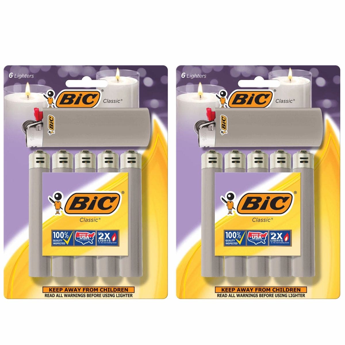 BIC Classic Lighters, Gray, 12 Pack - BIC