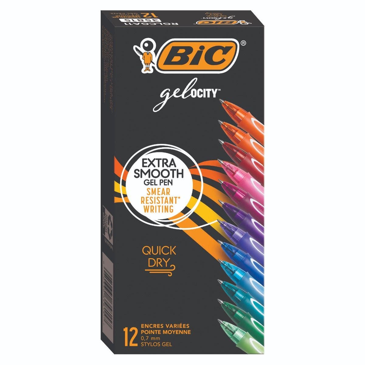 BIC Gel-Ocity Quick Dry Gel Pens, Medium Point (0.7mm) Assorted Colors ...