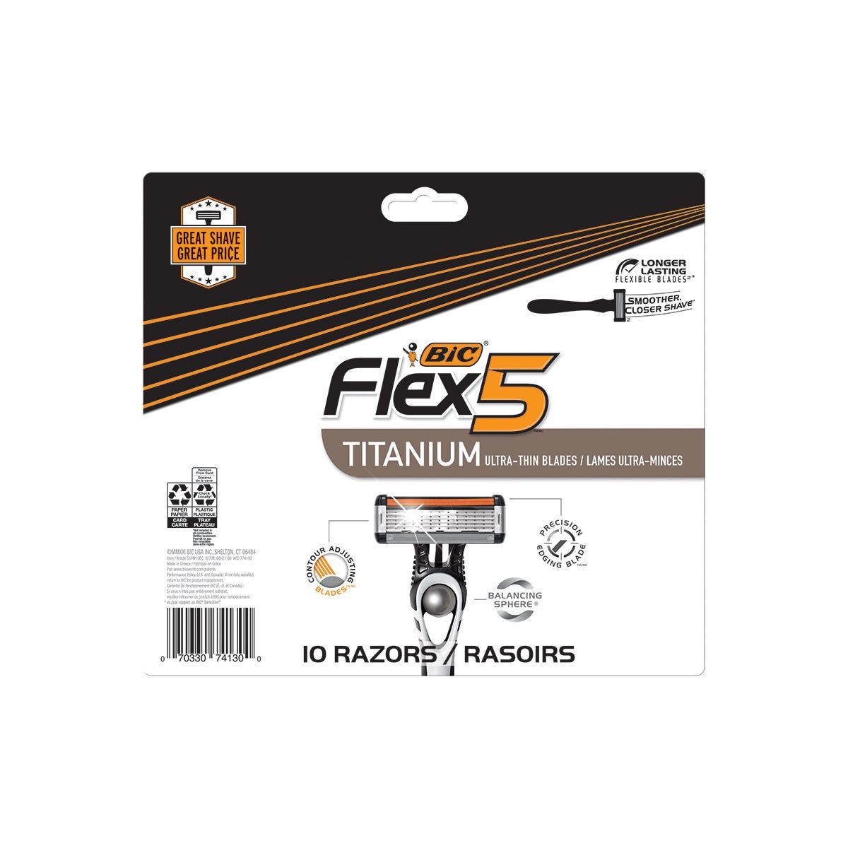 BIC Flex 5 Disposable Razor, Assorted, 10 Pack - BIC