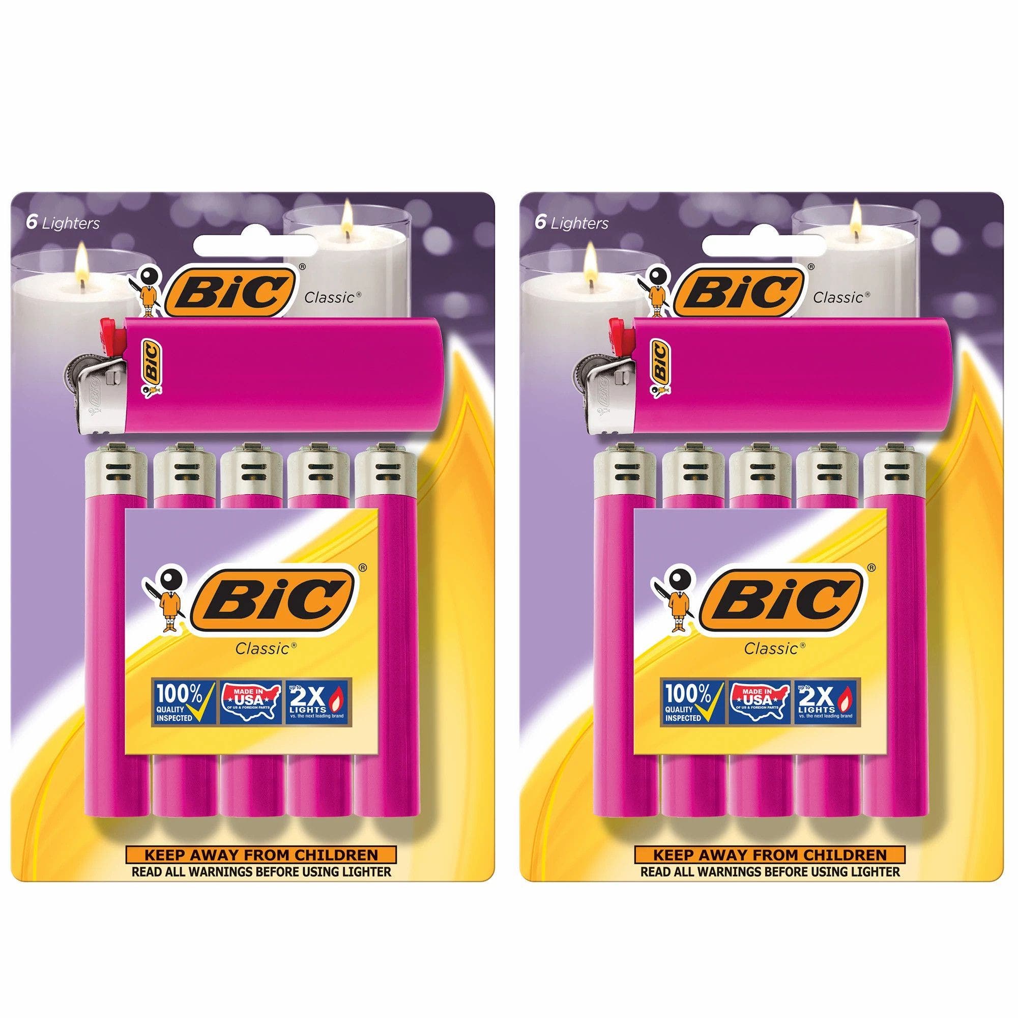 BIC Classic Lighters Pink 12 Pack